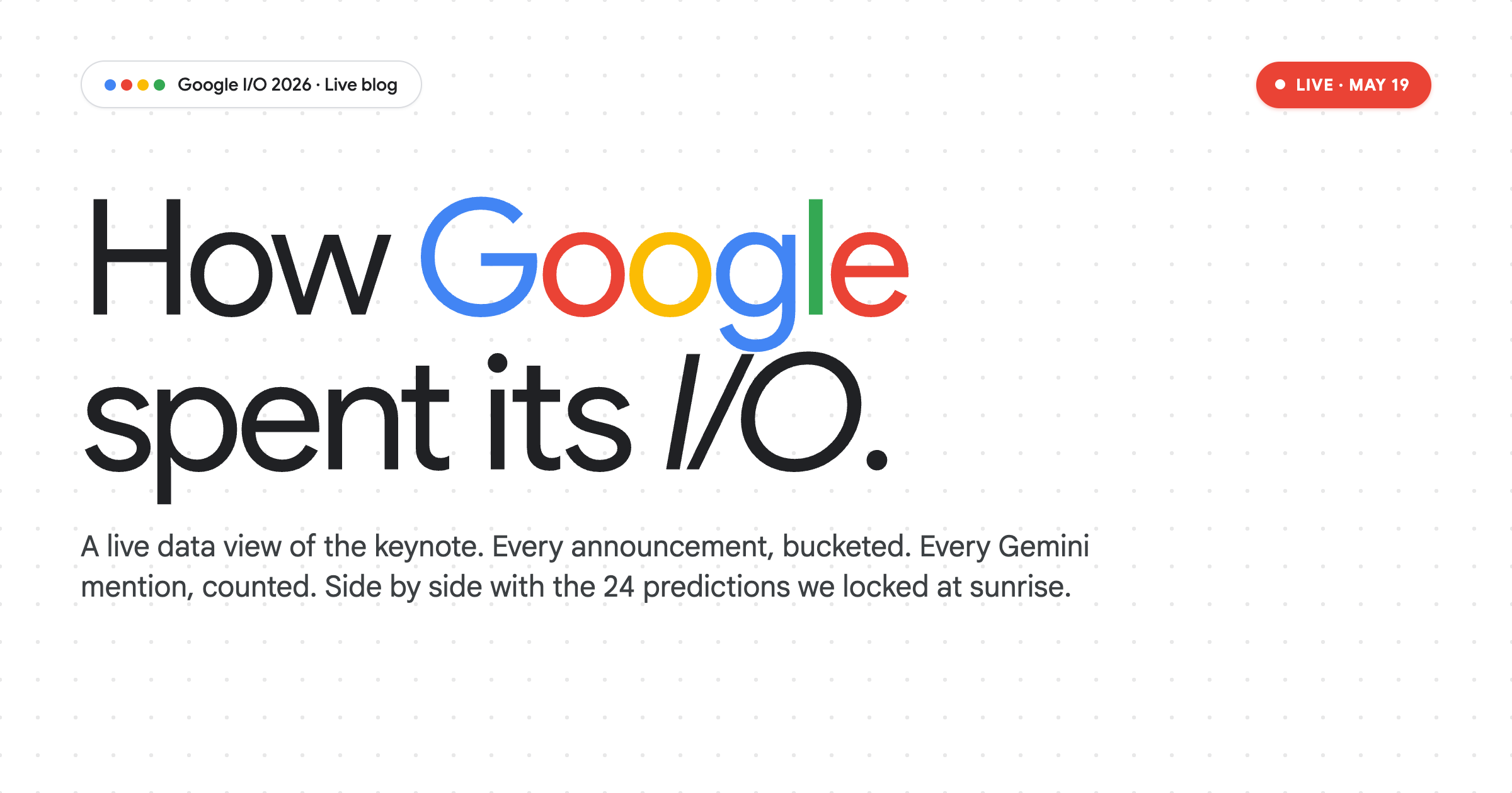 Google I/O 2026 Recap: Every Announcement, by the Numbers · sheets.works